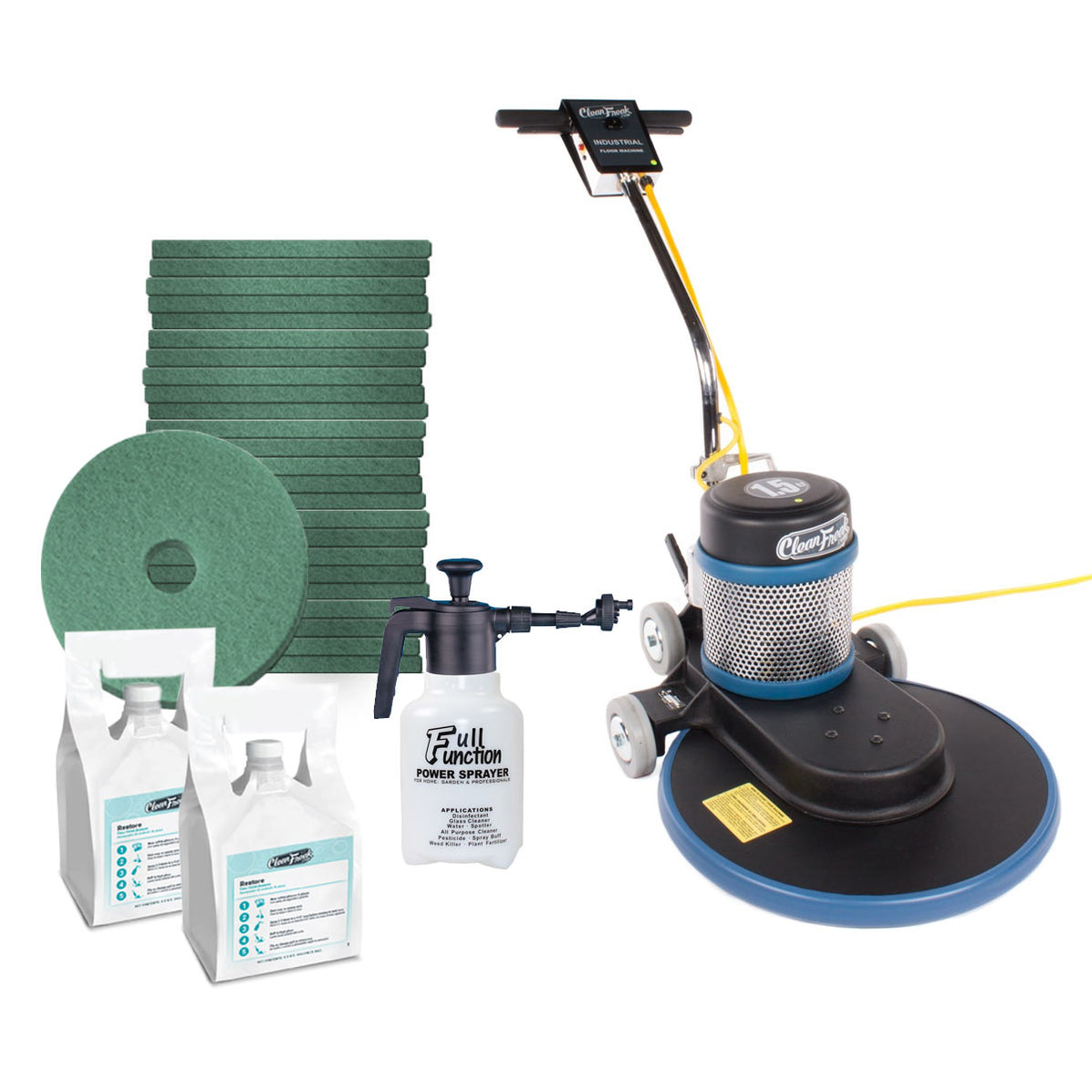 CleanFreak® 20" Floor Burnishing Machine, Pads & Spray Buff Solution ...