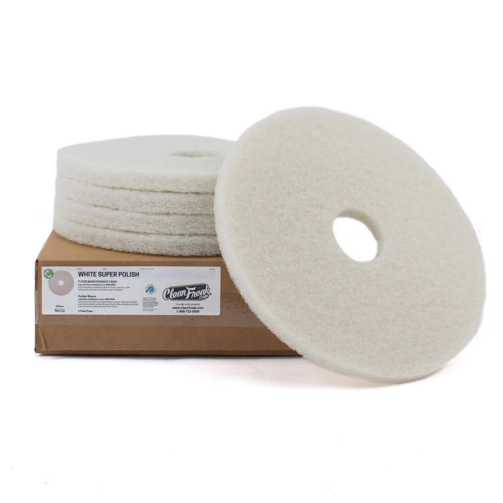 17" White Floor Buffing & Polishing Pads (5 Pack) — FloorBuffers.com