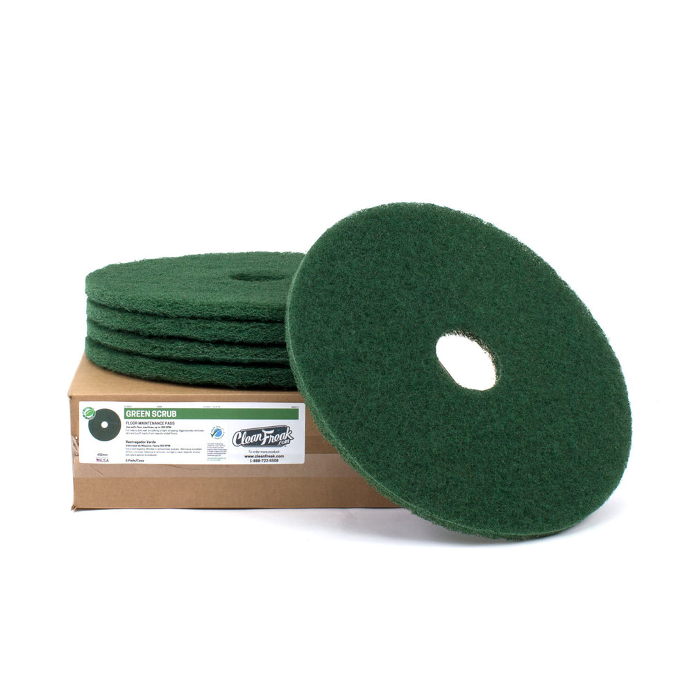 15" Green Floor Scrubbing Pads for Heavy Soils (5 Pack) — FloorBuffers.com